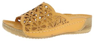 Andrea Conti Damen Pantolette Flacher Slipper, Ocker, 37 EU