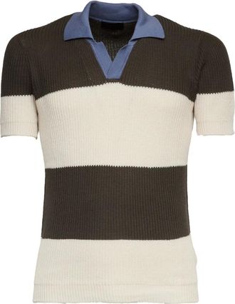 Dondup Homme, Pulls, Multicolore, Taille: 2XL Polo en maille vernie ray&eacute;e