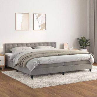 vidaXL Boxspringbett mit Matratze Hellgrau 200x200 cm Samt vidaXL