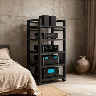 Generic 5-stufiges HiFi-Rack, AV-Medienschrank, HiFi-Eckregal Mit H&ouml;henverstellbarem Holzregal, CD-Rack, Entertainment-Stereo-Komponenten-Organizer for Heimki