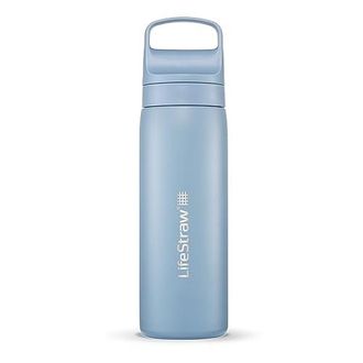 Lifestraw Go Series - Doppelwandige BPA-freie vakuumisolierte 530 ml Edelstahl-Wasserfilter-Flasche für Reisen und den täglichen Gebrauch; isländisches Blau
