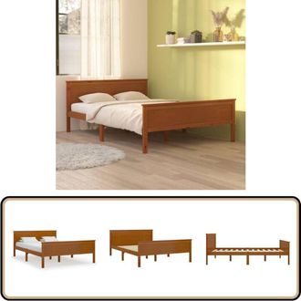 vidaXL Massivholzbett ohne Matratze Honigbraun 120x200 cm Kiefernholz - Massivholzbette - Kiefernbett - Doppelbett - Honigbraunes Bett - Landhausbett