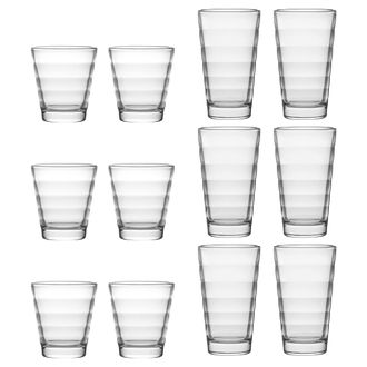 Leonardo Onda Wasser-Gl&auml;ser, 12 St&uuml;ck (1er Pack), sp&uuml;lmaschinengeeignete Saft-Gl&auml;ser, Trink-Becher aus Glas mit Muster, 12 teilig, 210 ml, 300 ml, Klar, 011019