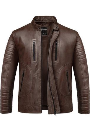 Amaci & Sons Lederjacke EUCLID Lederjacke Echtleder Herren Biker Zipper Jacke