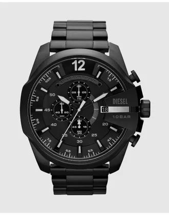 Diesel Herren-Chronograph Mega Chief aus schwarzem Edelstahl