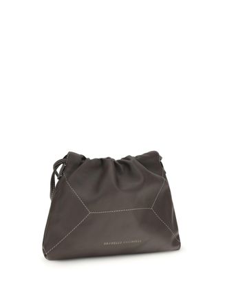 Brunello Cucinelli Womens Leather Shoulder Bag Testa Moro Calf Bos Taurus