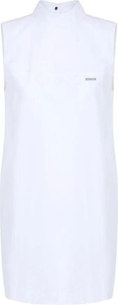 Iceberg Femme, Robes, Blanc, Taille: 36 FR Robe sans manches Comfort Fit en popeline contrecoll&eacute;e