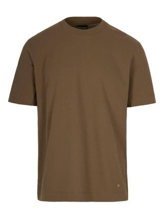 Emporio Armani t-shirt à plaque brodée - Marron