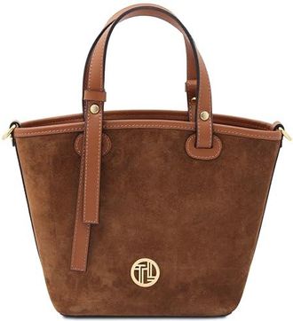 Tuscany Leather Glacette - Sac Seau en Cuir Suédé pour femme (Cognac)