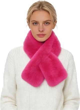Lina & Lily &Eacute;charpe &agrave; Col en Fausse Fourrure pour Femme Hiver (Rose Fushia)