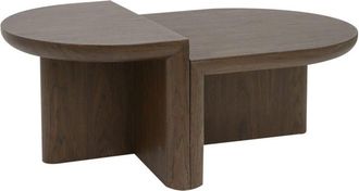 Vente-Unique Table basse placage noyer - Naturel fonc&eacute; - VARAJA