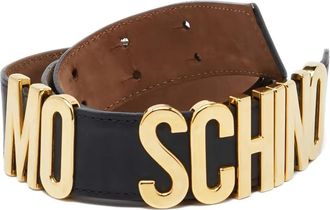 Moschino ceinture &agrave; plaque logo - Noir