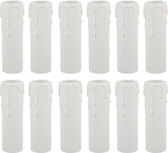 BESPORTBLE 12 St&uuml;ck Kronleuchter Kerzenh&uuml;lsen aus Kunststoff Tropfkerzenfassungsh&uuml;llen 30x100mm Wei&szlig;e Kerzenabdeckungen f&uuml;r Dekorative Kerzenleuchter Ersatz f&uuml;r 