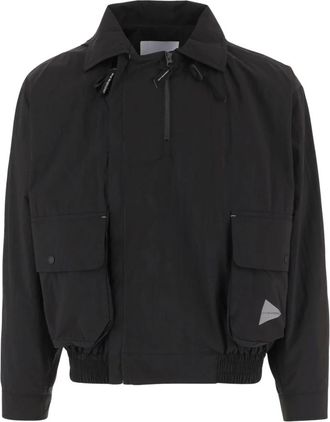 And Wander Homme, Vestes, Noir, Taille: XL Veste en nylon avec col ajustable