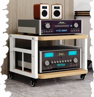 Generic HiFi-Rack, AV-Medienst&auml;nder Mit Rollen, 3/4/5-stufiger Audio-Video-Regal Verst&auml;rker Rack, Holz-Stereoschrank, Verstellbare Regale, CD-Player-St&auml;nder F