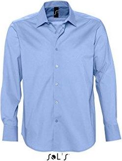SOLS SolS Brighton - Chemise Homme à Manches Longues - Confortable avec Son Tissu en Stretch et Easycare - Ciel Vif - M