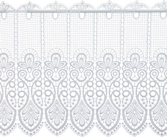 Plauener Spitze by Modespitze, Store Bistro Gardine Scheibengardine mit Stangendurchzug, hochwertige Stickerei, Höhe 41 cm, Breite 144 cm, Weiß