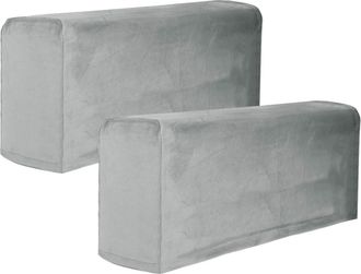 Lioobo 2 St&uuml;ck Couch Sofa Armlehnenbez&uuml;ge Stretch Sofa Schonbezug M&ouml;belschutz Armlehne Schutzh&uuml;lle H&uuml;lle f&uuml;r Liegestuhl Sofa Grau