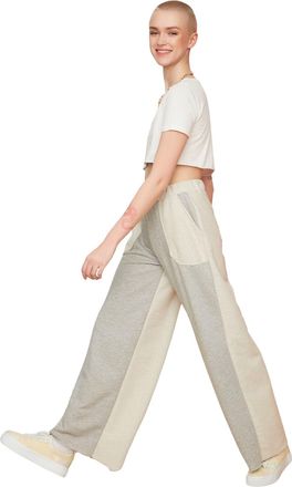 Trendyol Trendyol Damen Gray Mobile Detail Knitted Fine Tracksuit Sweatpants, Gray, M EU