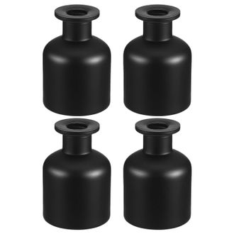 Valiclud 4 St&uuml;ck Runde Glas Diffusorflaschen 150 ml Schwarz Leere Aufbewahrungsbeh&auml;lter f&uuml;r &Auml;therische &Ouml;le Selbstgemacht Aromatherapie Duftst&auml;bchen Ersatzflasc