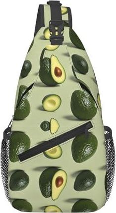 Generic Mode Sacoche Tactique Motif avocat vert Sac De Poitrine L&eacute;ger Sling Sac &agrave; Dos pour Cyclisme Randonn&eacute;e Homme