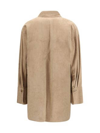 Salvatore Santoro Womens Suede Shirt Sand Lamb Ovis Aries