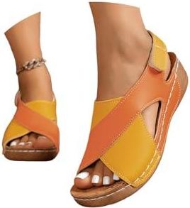 Generic Sandales compens&eacute;es pour femme, bout ouvert &agrave; talon compens&eacute;, sandales plates &agrave; semelle &eacute;paisse, chaussures de plage d&eacute;contract&eacute;es &agrave; semelle souple, p