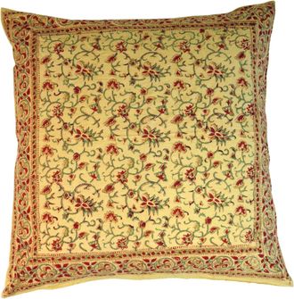 Guru Shop XL Kissenbezug Blockdruck, Kissenh&uuml;lle Ethno, Dekokissen Bezug mit Traditionellem Design - Muster 13, Baumwolle, 80x80x0 cm