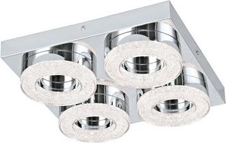 Eglo LED Deckenleuchte Fradelo, 4 flammige Deckenlampe modern, Wohnzimmerlampe aus Metall und Kunststoff in Chrom, Kristall in Klar, Schlafzimmerlampe rund