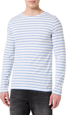 Armor Lux Herren Marini&egrave;re Ploz&eacute;vet &Agrave; Manches Longues en Coton L&eacute;ger H&eacute;ritage Homme Pullover, Milk/Flax Blue, X-Large