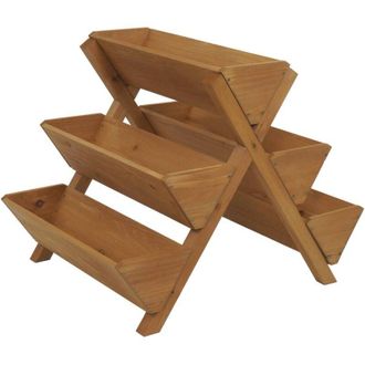 Hhg Neuwertig] Pflanztreppe HHG 646, Blumenregal Kräutertreppe Pflanzkübel Hochbeet, 5 Kästen 56x56x70 Outdoor Holz mvg natur