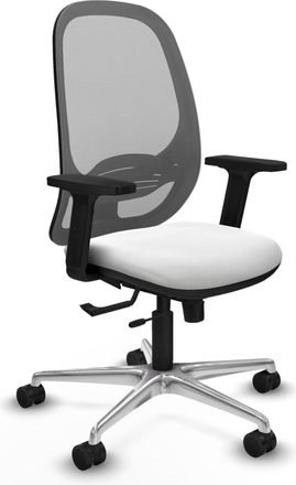 Piqueras y Crespo Verstellbarer Stuhl mit 2D-Armen, h&ouml;henverstellbare Lendenwirbelst&uuml;tze, ausgestattet mit Syncro/Traslack und Schneideschaum, Grau/Wei&szlig;