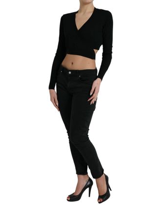 Dolce & Gabbana Womens Virgin Wool V-Neck Cardigan Black