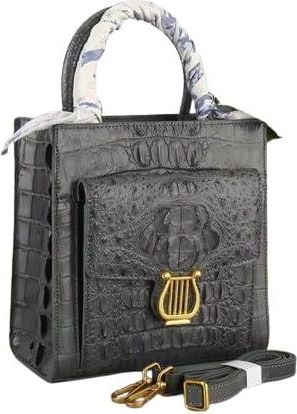 Generic Sac cabas pour femme en cuir dalligator v&eacute;ritable exotique, petit sac &agrave; bandouli&egrave;re, mini sac &agrave; main en cuir de crocodile authentique