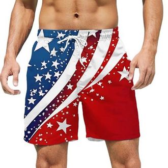 Generic Short de plage pour homme - Pantalon de plage d&eacute;contract&eacute; et tendance - Confortable - Vacances am&eacute;ricaines - Coupe r&eacute;guli&egrave;re, Rouge, XL