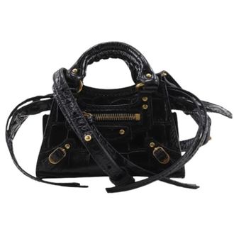 Balenciaga Pre-owned Neo Classic Nano Embossed Leather Shoulder Bag - - Pre-owned - Damen - Schwarzk - ONE SIZE