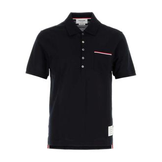 Thom Browne Homme, Tops, Bleu, Taille: XL Polo de poche en piqu&eacute; merceris&eacute;