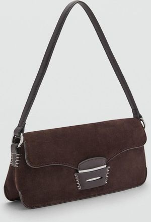 Mango Sac porté épaule en daim chocolat - Femme - Taille unique - MANGO
