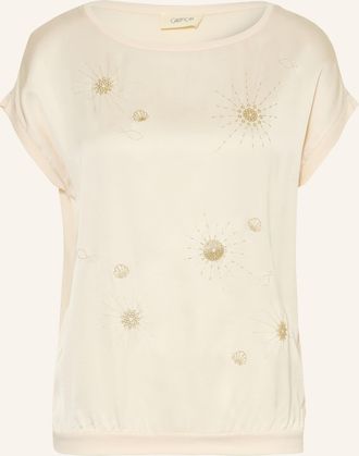Cartoon Cartoon T-Shirt Im Materialmix Mit Glitzergarn beige
