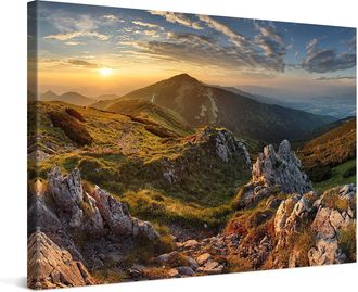 Picanova Bild auf Leinwand Blick auf die Berge vom Gipfel Chleb 60x40cm Leinwandbild - Premium Leinwanddruck - Wandbild Kunstdruck Auf 2cm Holz-Keilrahmen Wohn