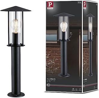 Paulmann 94397 Außenleuchte Pollerleuchte Classic IP44 dimmbar Außenbeleuchtung Dunkelgrau Außenlampe Metall, Glas Gartenlampe E27