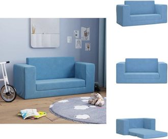 vidaXL Kinder-Schlafsofa 2-Sitzer Blau Weicher Plüsch - Kindersofa - Kindersofas - Kindercouch - Kinderzimmer Sofa