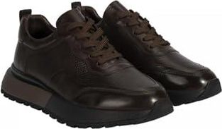 Desa Baskets en Cuir Man - Bout Rond, Fermeture &agrave; Lacets, Semelle Plate, Respirantes | Brun - 41