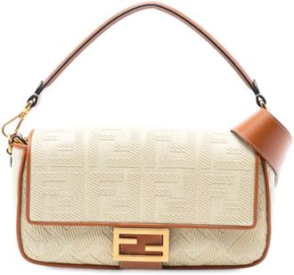 Fendi Hobo Bags - Zucca Embroidered Raffia Baguette Satchel - Gr. unisize - in Braun - f&uuml;r Damen