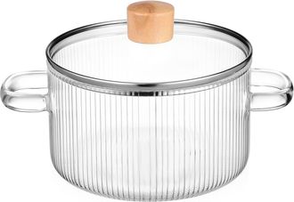 BESPORTBLE Glastopf F&uuml;r Herd Durchsichtiger Kochtopf Mit Deckel Und Doppelgriffen Volumen Geeignet F&uuml;r Suppen Eint&ouml;pfe Und Milchgerichte