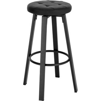 Woltu Tabouret de Bar avec Si&egrave;ge Similicuir Pivotant, Pieds en M&eacute;tal avec Repose-Pieds, Charge 120kg, Anthracite BH330an-1