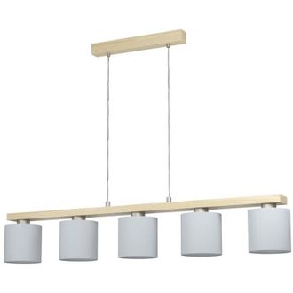 Eglo Lampe suspendue salle &agrave; manger Castralvo bois marron avec capuchons blancs - 901291
