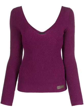 Dsquared2 pull nervur&eacute; &agrave; patch logo - Violet