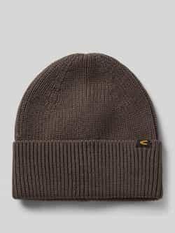Camel Active Beanie mit breitem Umschlag und Label-Detail