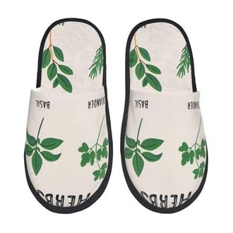 Generic Pantoufle Maison Impression DHerbes Chaussons Maison Portative Chaudes Pantoufles Confortable Hiver Pantoufles Pour Salon Chambre H&ocirc;tels L